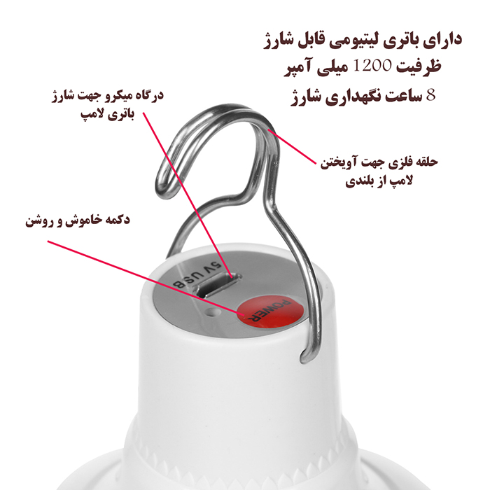 لامپ ال ای دی شارژی 20 وات نیتو مدل NT-LED01